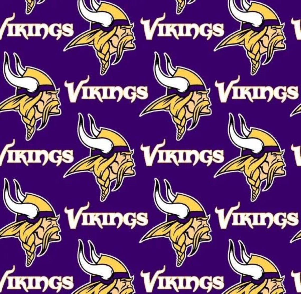 NFL Minnesota Vikings Fabric / Licensed NFL Cotton Fabric From Fabric ...