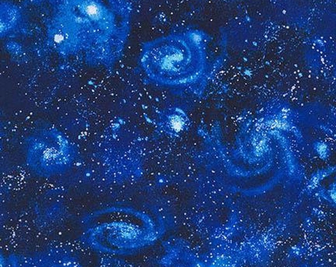Space Galaxy on Blue Fabric / Stargazers Celestial Space /yardage ...