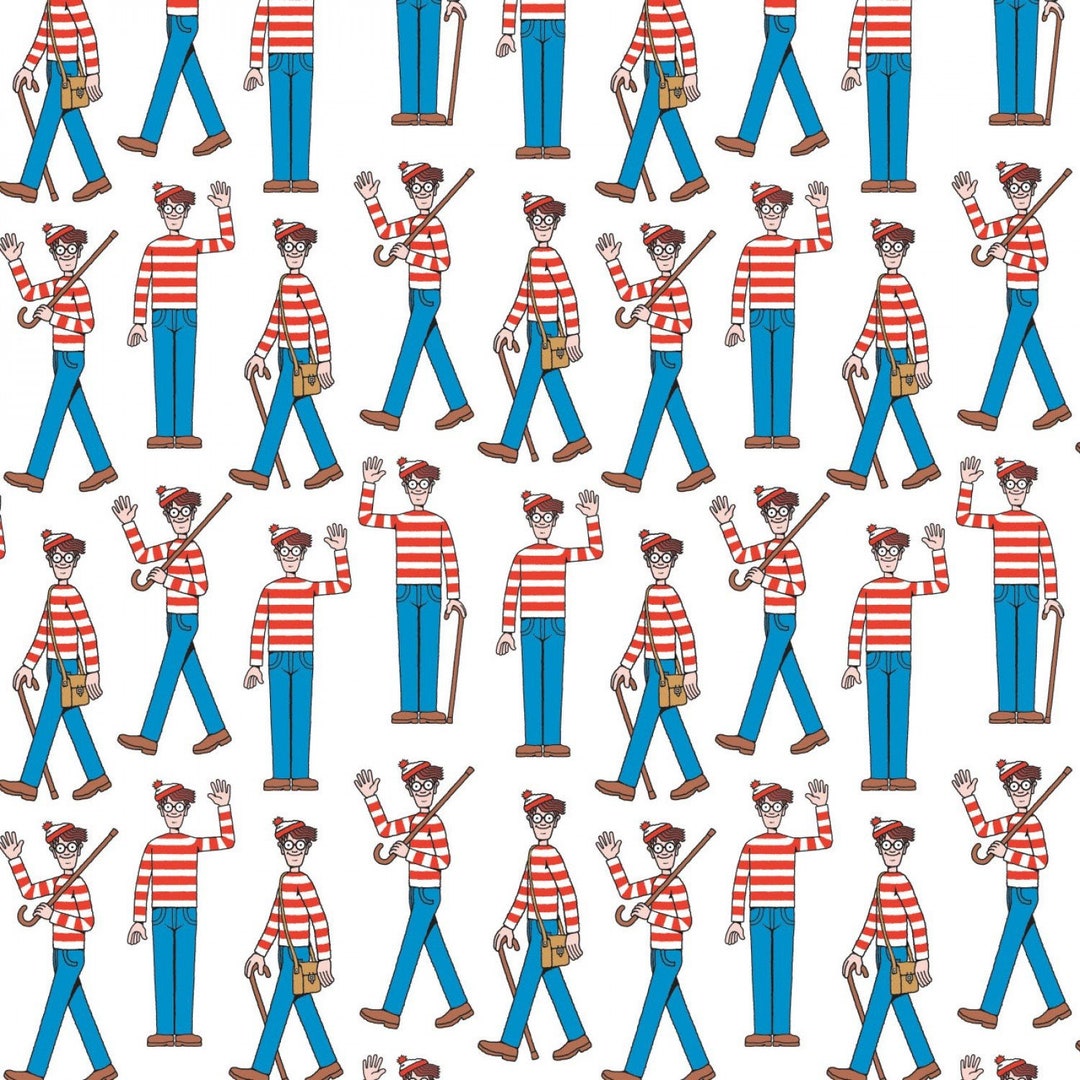 Wheres Waldo Fabric Wheres Waldo Crowd On White Fabric By Camelot Fabrics Yardage And Fat