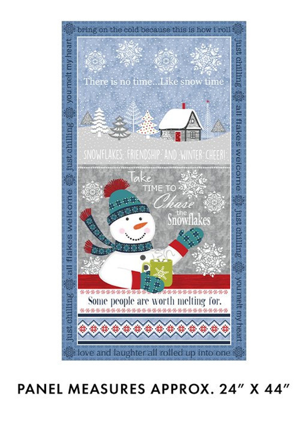 Snowman Fabric Panel / Nordic Cabin 24" Panel by Benartex Panel 13414P ...