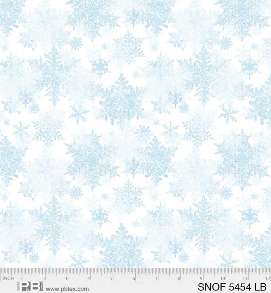 Light Blue Snowflakes on White Fabric / Winter Christmas Fabric ...