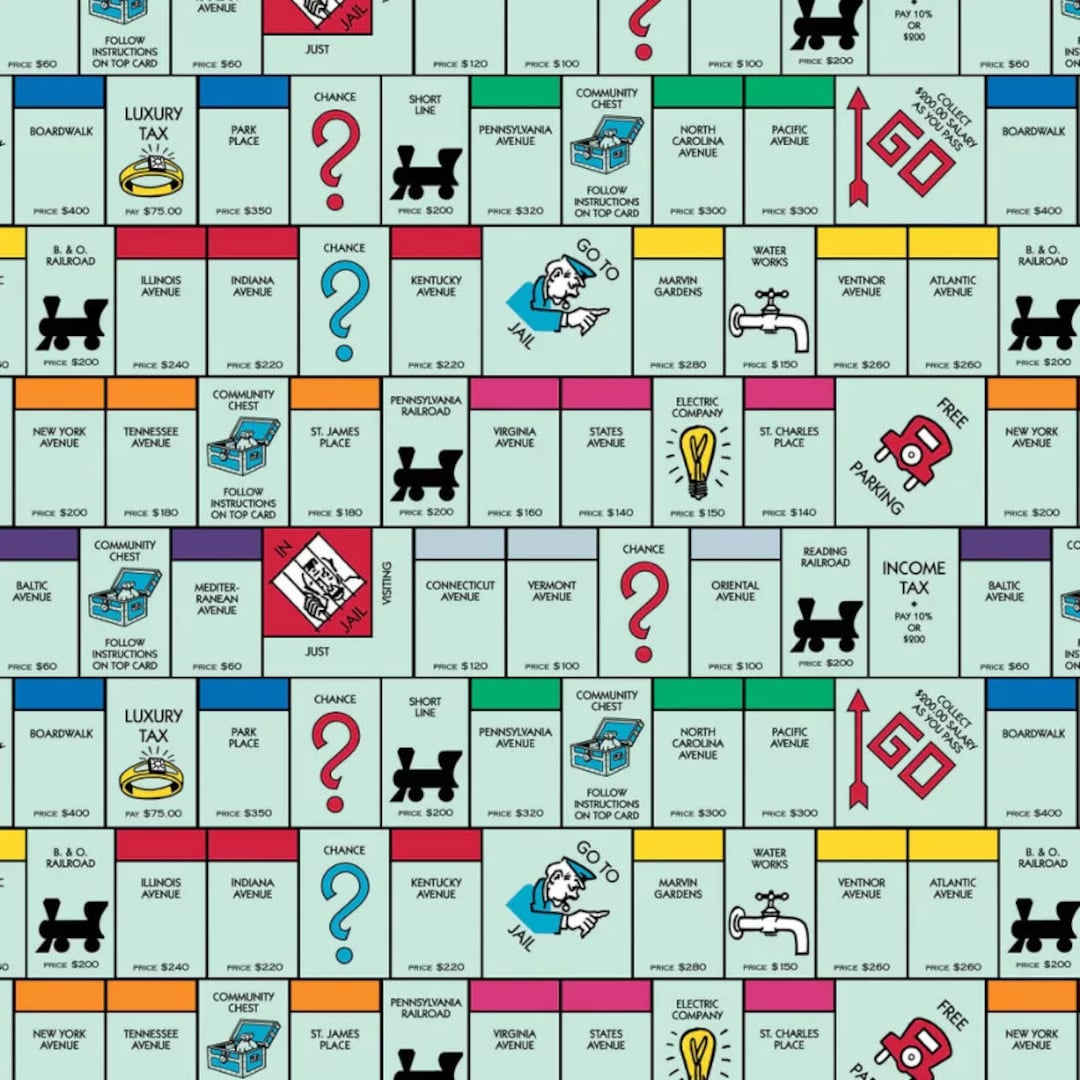 Monopoly Board Properties Hasbro by the Yard / Hasbro Game Board ...