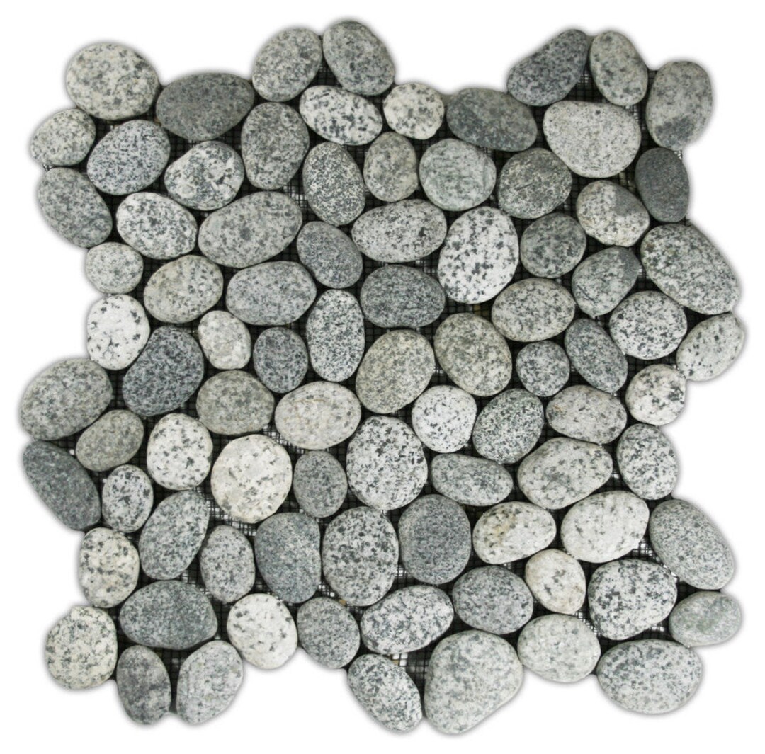 Natural Gray Stone Pebbles With a Mesh Backing for Showers, Bathrooms ...