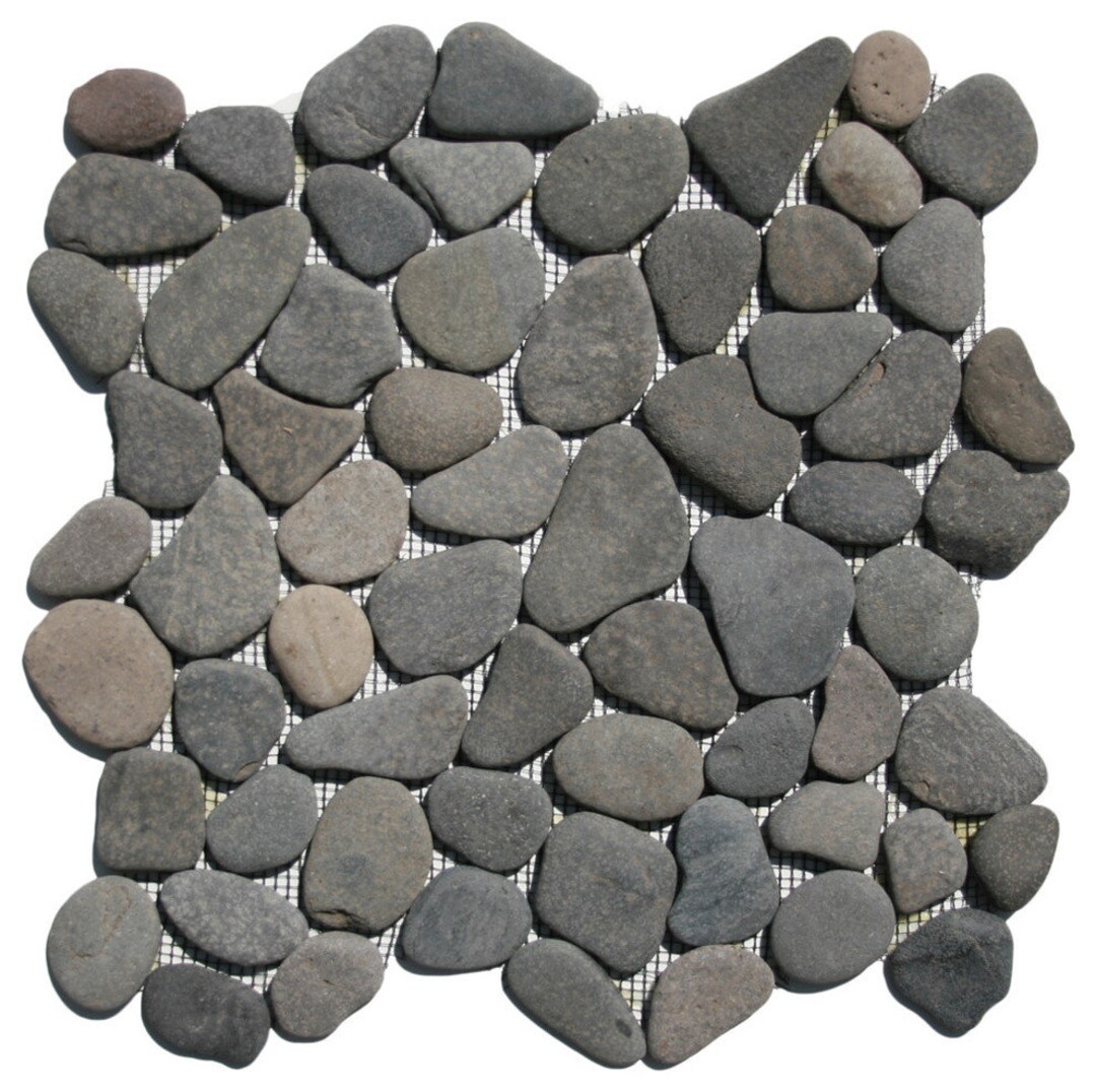 CNK Tile Island Grey Stone Mosaic Tile - 12” X 12” Mesh Backed Sheet ...