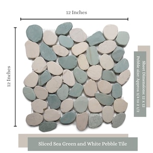 CNK Tile Natural Sea Green & White Pebble Tile – 12” X 12” Sheets for ...