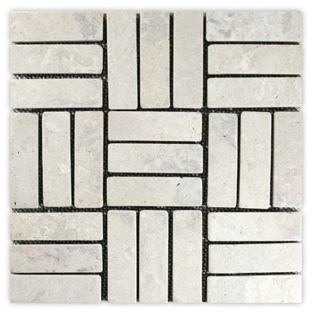Hand Made Mini Stone Tile Cream Weave Mini Stone Tile 1 Sq. Ft. Use for ...