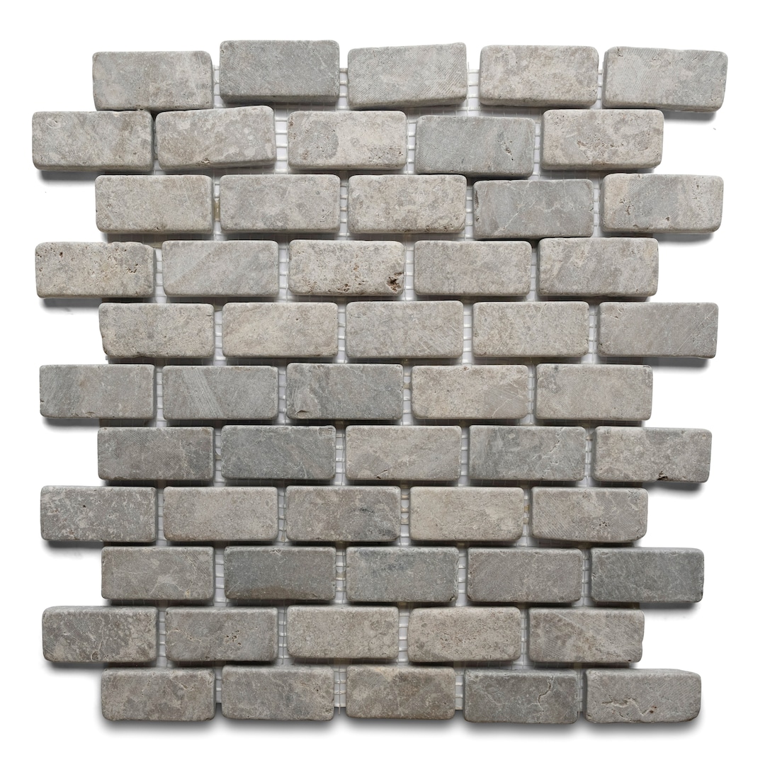 CNK Tile Light Grey Mini Stone Subway Tile 12" X 12" Mesh Backed Tiles ...