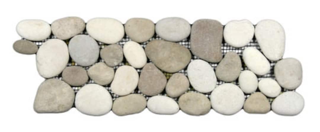 Java Tan and White Pebble Border 4 X 12 Mesh-backed Natural Stone Tile ...