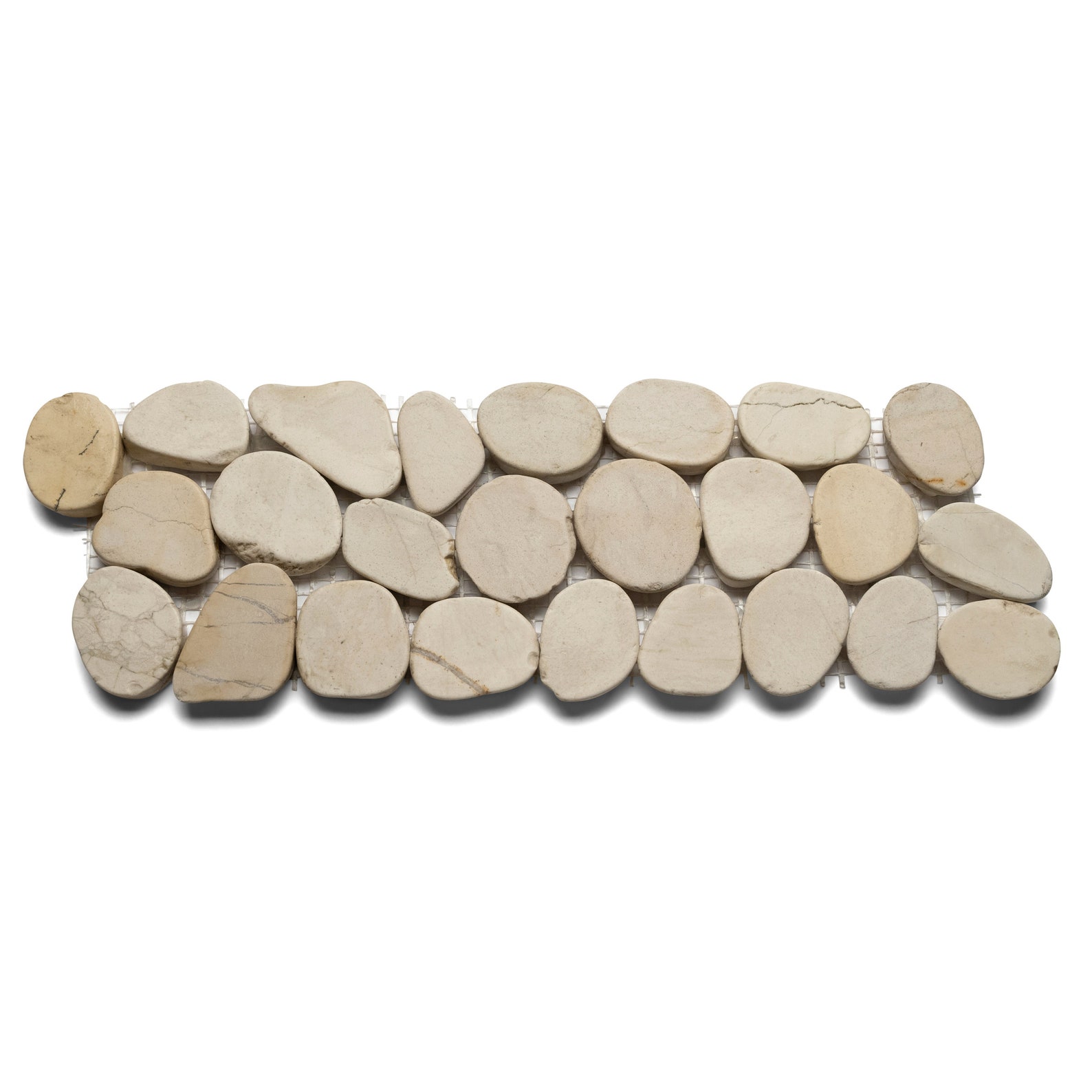 CNK Tile Sliced White Pebble Tile Border 4" X 12" Natural Stone Mosaic ...
