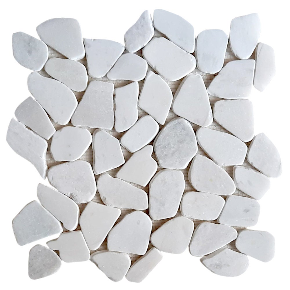 Milky White Pebble Stone Mosaic Tile - Etsy