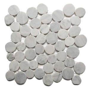 Super White Moon Stone Penny Round Mosaic Tile Hand-sorted Natural ...