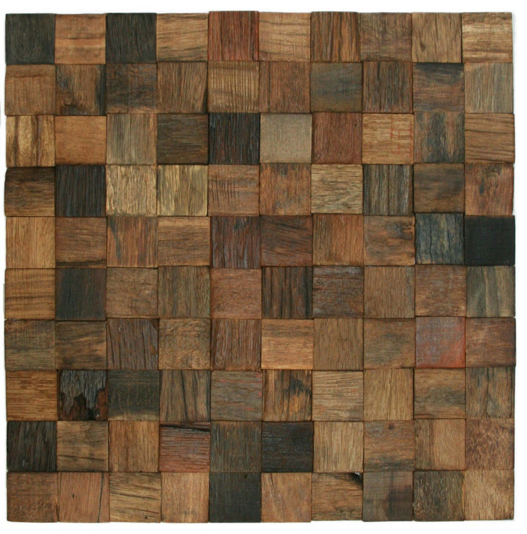 CNK Tile Reclaimed Boat Wood Tiles—eco-friendly - 12" X 12" Sheet for ...