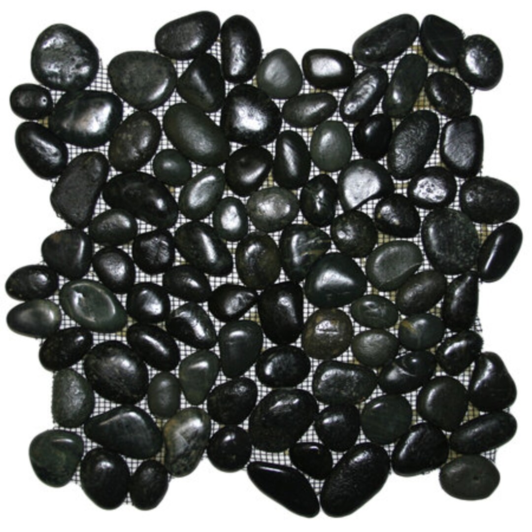 Hand Made Pebble Tile - Glazed Charcoal Black 1 Sq. Ft. - Use for ...