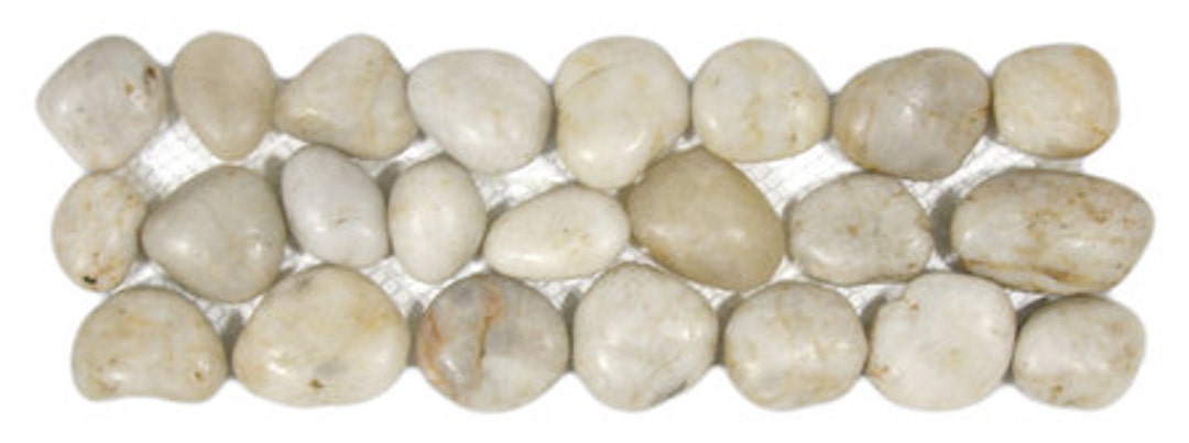 CNK Tile Glazed White Pebble Tile Border 3/4" to 2-1/2" Hand-selected ...