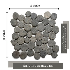CNK Tile Natural Light Grey Moon Mosaic Tile - 12” X 12” Mesh Sheet for Shower Backsplash Patio ...