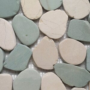 CNK Tile Natural Sea Green & White Pebble Tile – 12” X 12” Sheets for ...
