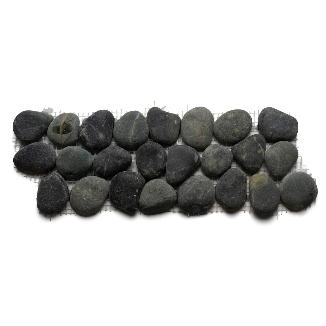 CNK Tile Charcoal Black Pebble Tile Border Natural Stone for Walls ...