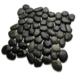 CNK Tile Glazed Charcoal Black Pebble Tile With Mesh Backing for Shower ...