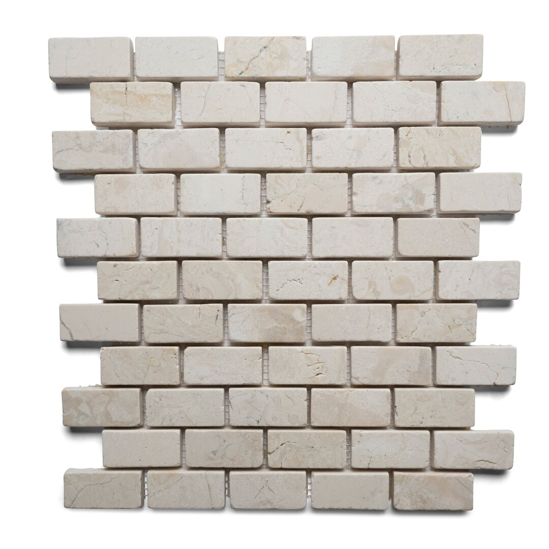Cream Mini Stone Subway Tile for Walls, Floors, Showers, Pools ...