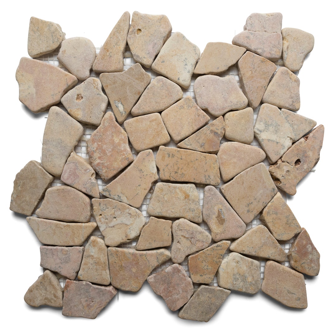 CNK Tile Natural River Stone Pebble Tile in Red Mosaic for Shower ...