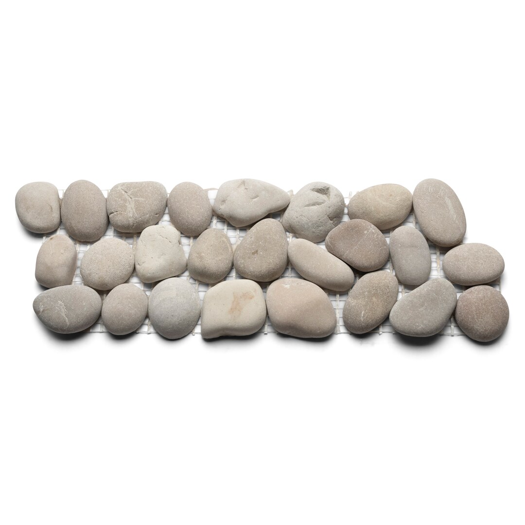 CNK Tile Java Tan Pebble Tile Border Natural Stone Mosaic Mesh Backed ...