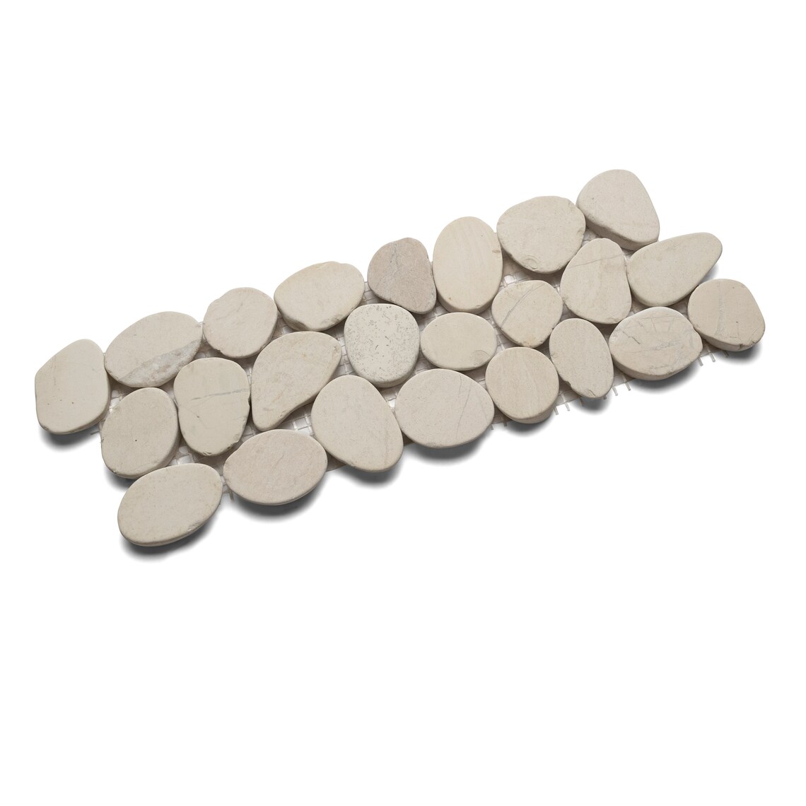 CNK Tile Sliced White Pebble Tile Border 4" X 12" Natural Stone Mosaic ...