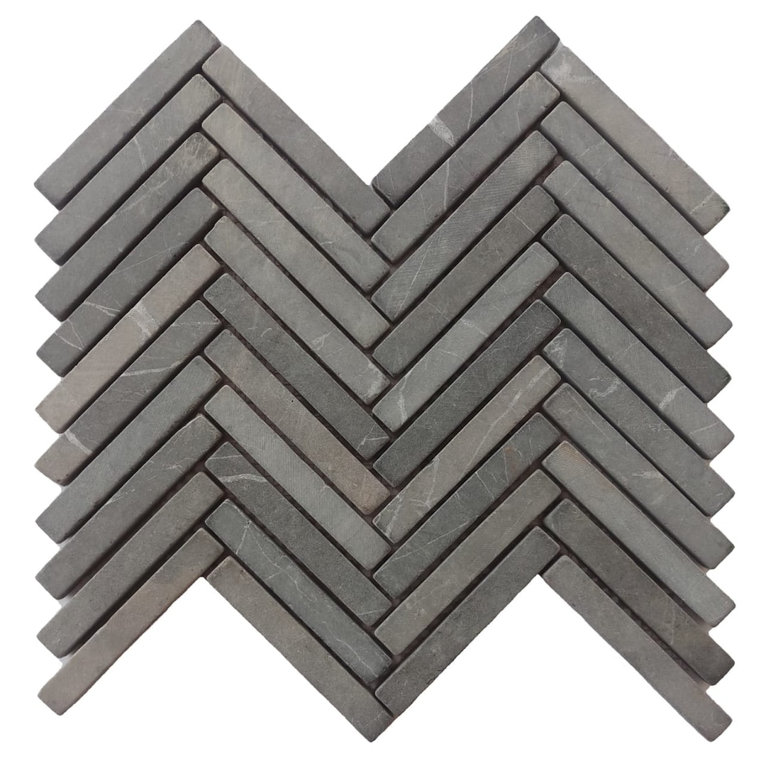 Premium Grey Small Chevron Mosaic Stone Tile - Ideal for Shower ...