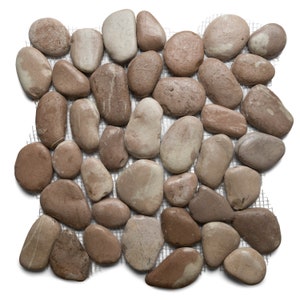 CNK Tile Glazed Berry Pebble Tile With 12" X 12" Mesh Backing Eco ...