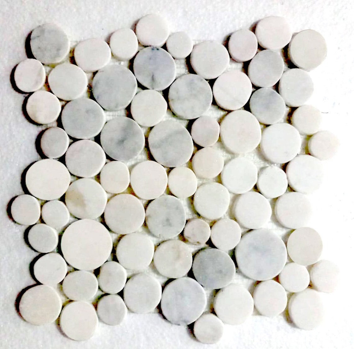 Super White Moon Stone Penny Round Mosaic Tile - Etsy