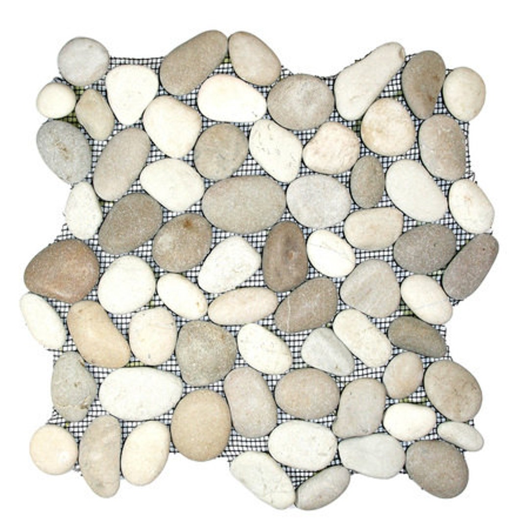 Natural River Stone Tiles in Java Tan and White for Showers, Bathrooms ...