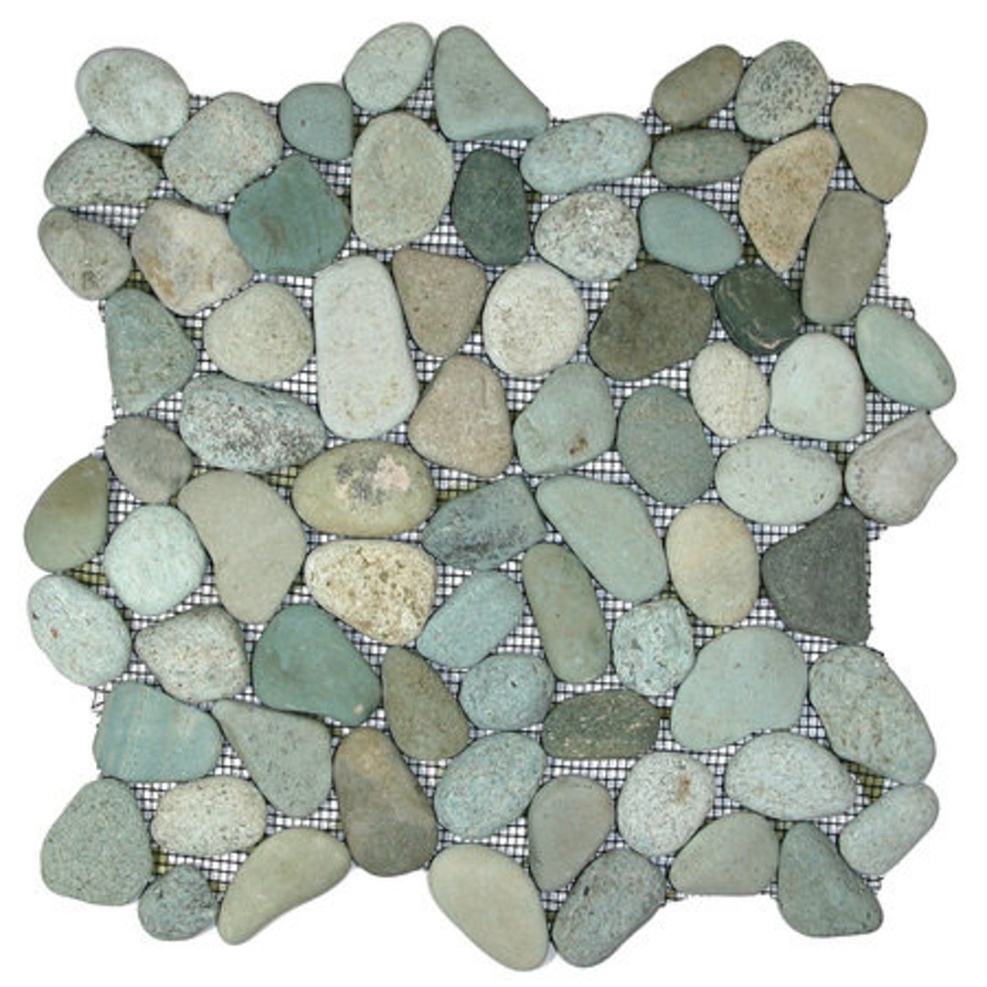 CNK Tile Hand Made Sea Green Pebble Tile—showers Floors Backsplashes ...