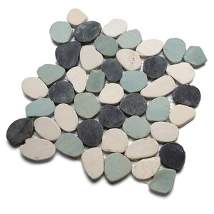 CNK Tile Natural Sliced Sea Green Pebble Tile – Sheet Eco-friendly Mesh ...