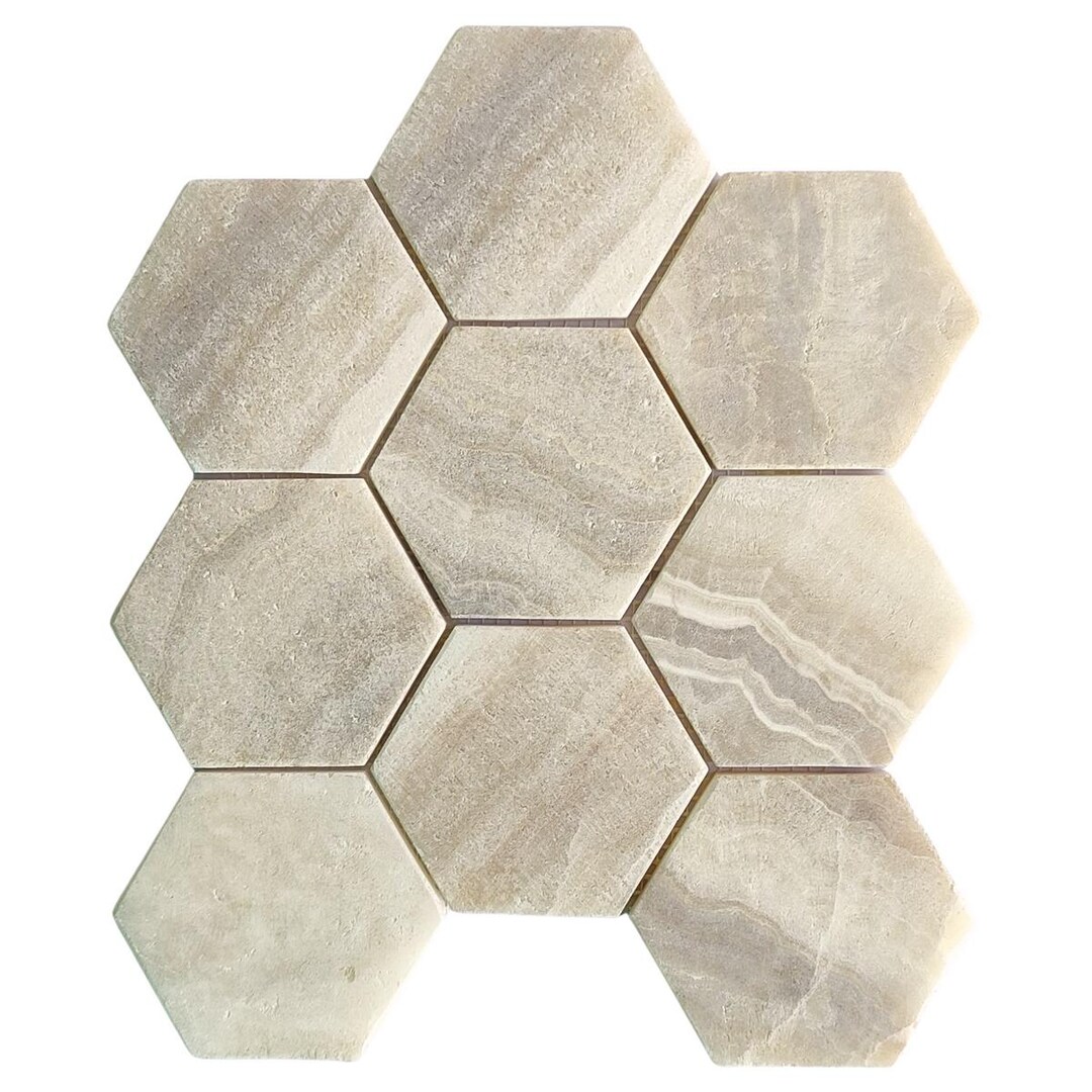 Mix Quartz XL Large Hexagon Marble Mosaic Tile - Etsy