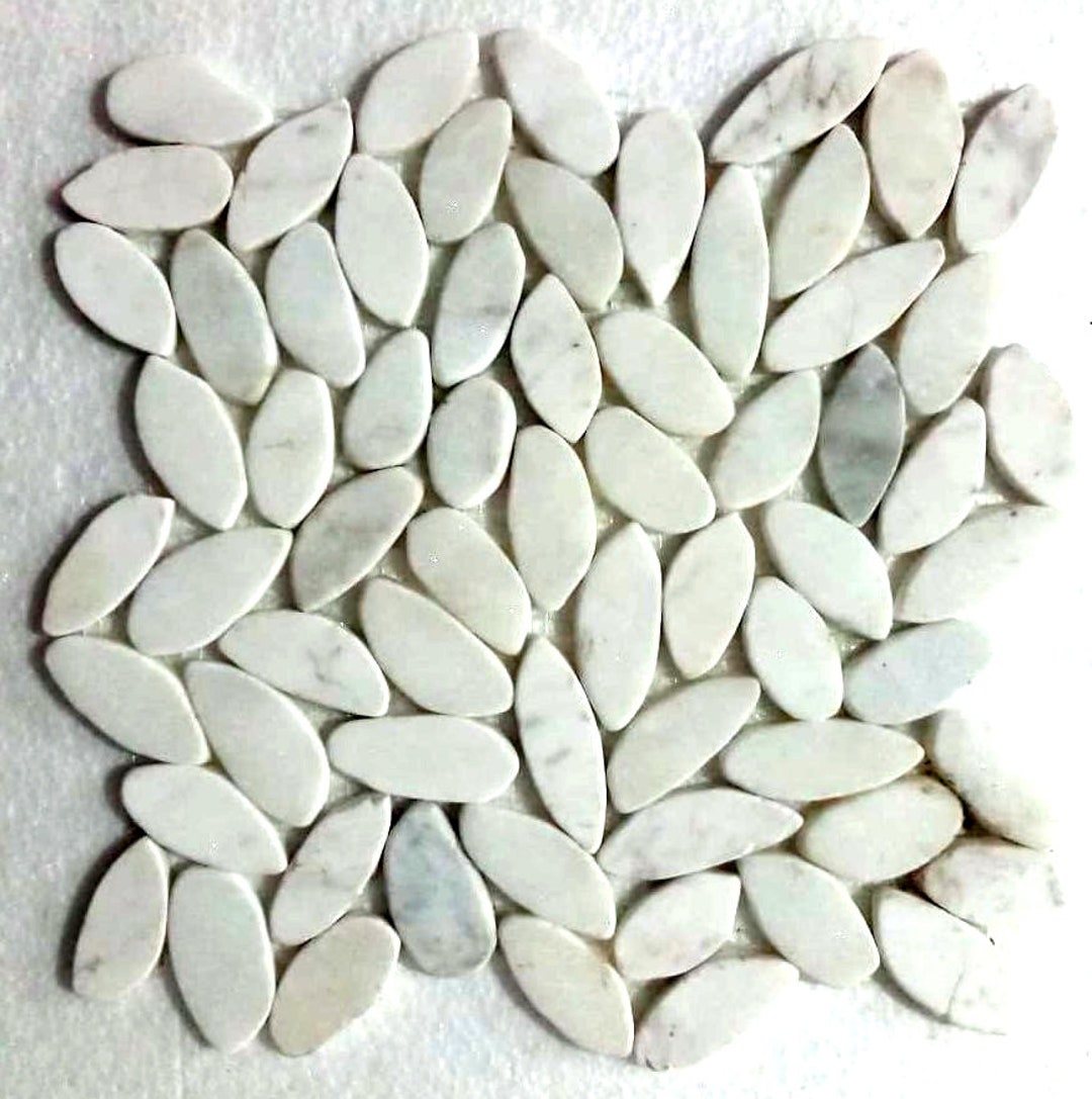 CNK Tile Super White Oval Ellipse Marble Mosaic Tile Hand-sorted ...