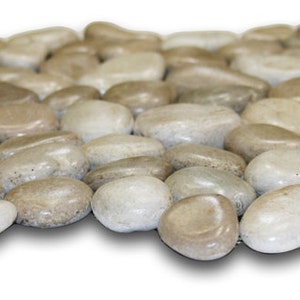 Hand Made Pebble Tile Glazed Java Tan and White 1 Sq. Ft. - Etsy