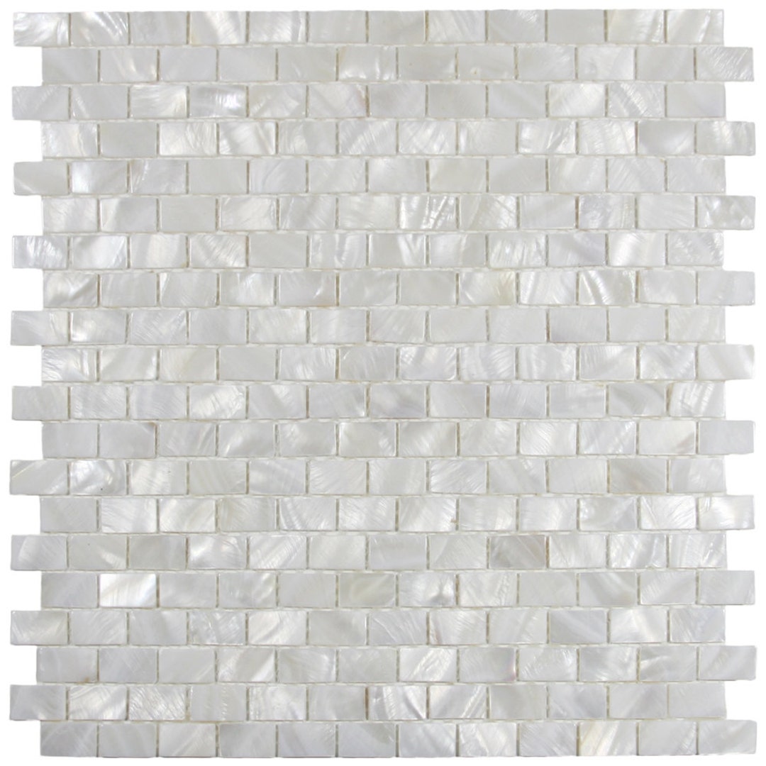 CNK Tile White Brick Pearl Shell Shower Tile - 1 Sq.ft for Mosaics ...
