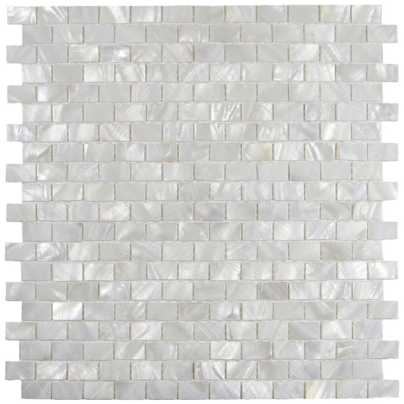 CNK Tile White Brick Pearl Shell Shower Tile - 1 Sq.ft for Mosaics ...