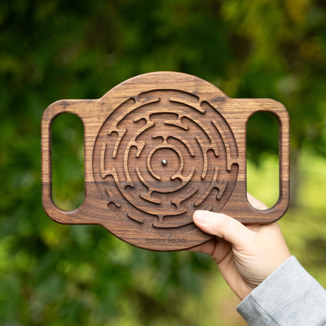 Walnut Handheld Maze Game - A Test of Skill and Patience - Gift for ...
