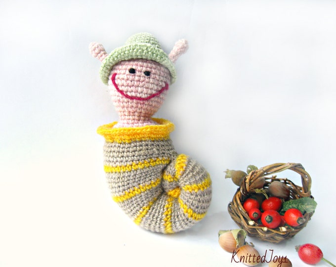 Snail Hat With Stripes Snail With Horns Shell Crochet Soft - Etsy