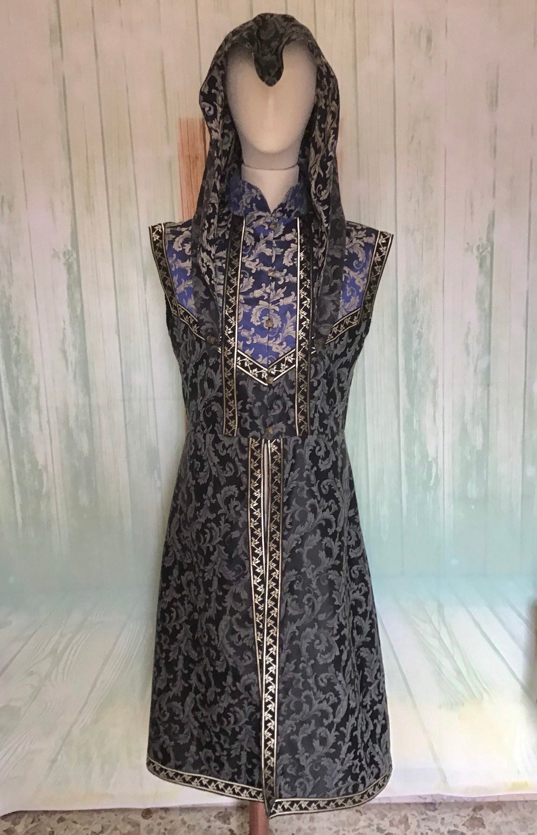 Fantasy Livery, Men's Jacket With Hood, Duster, Knight's Greatcoat, Grv ...