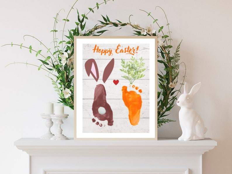 Hoppy Easter Bunny and Carrot Footprint Printable PDF - Etsy