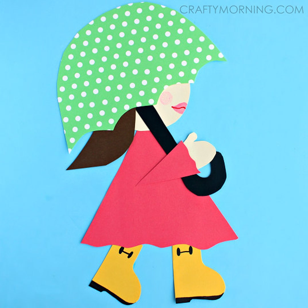 Girl in Rain Boots Craft Template - Etsy