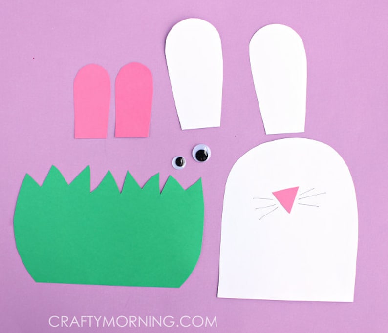 Bunny Hiding in the Grass Craft Template - Etsy