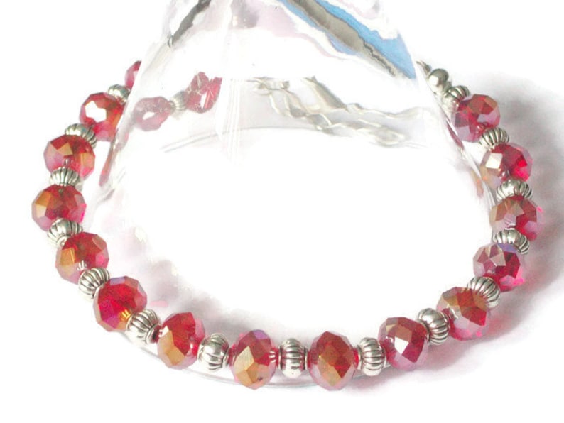 Red Swarovski Crystal Bracelet Red Silver Chain Crystal - Etsy