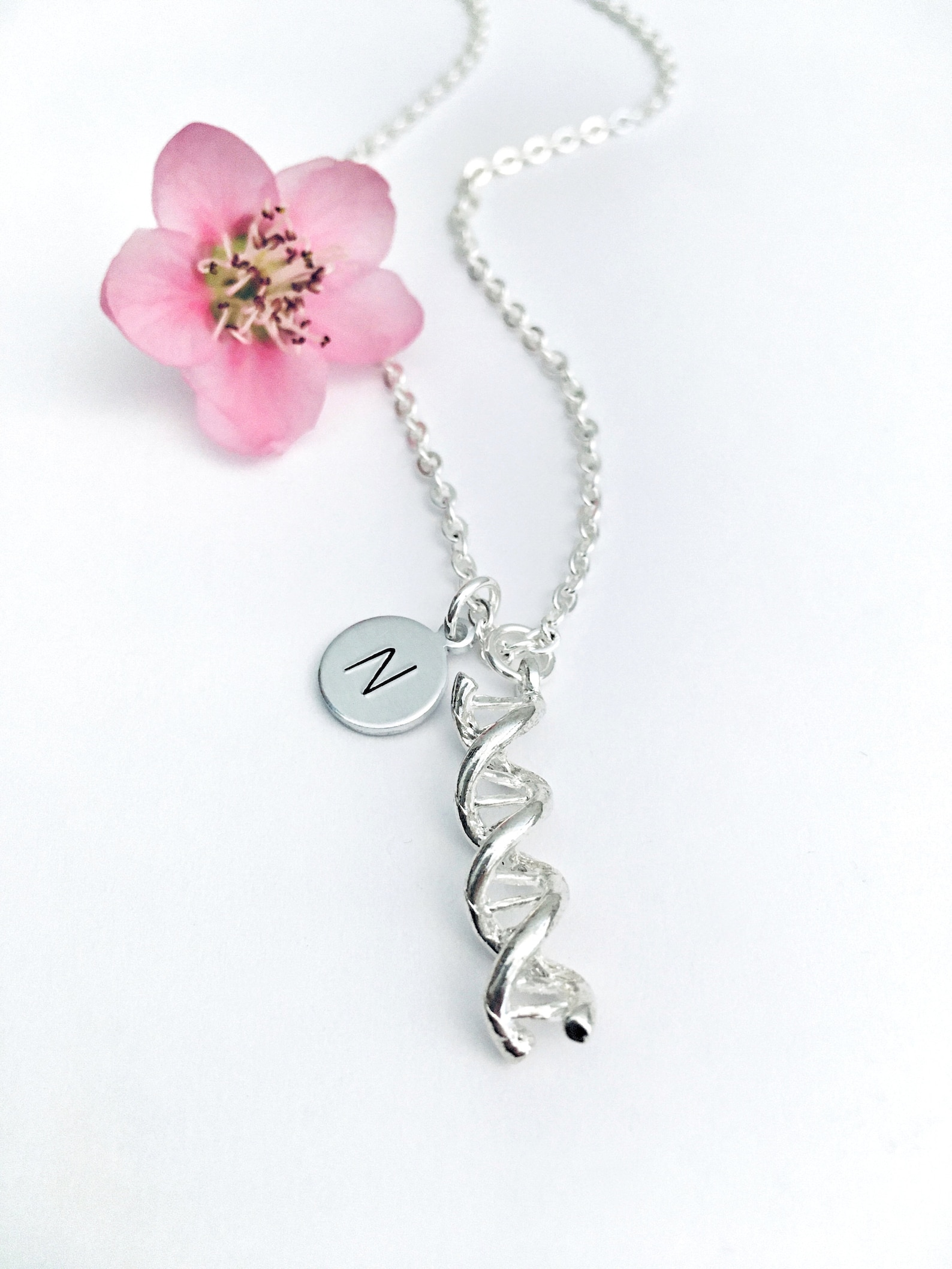 Dna Necklace, Dna, Double Helix Necklace, Initial DNA Jewelry, Science ...