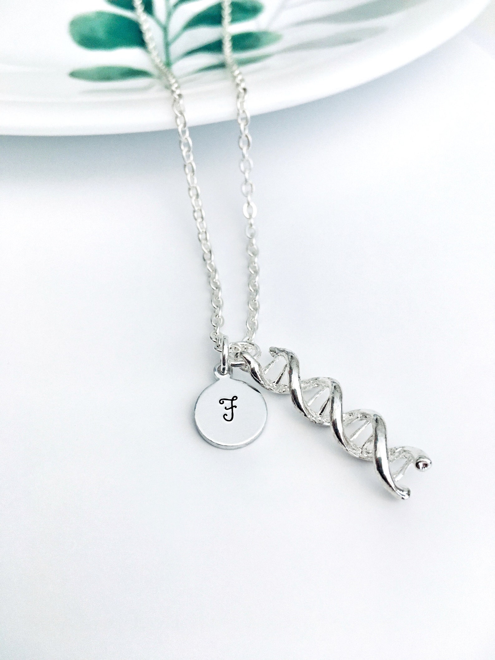 Dna Necklace, Dna, Double Helix Necklace, Initial DNA Jewelry, Science ...