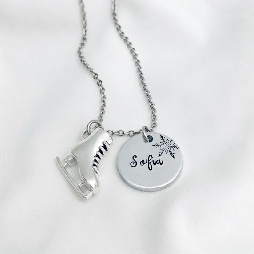 Personalized Ice Skating Necklace, Figure Skater Necklace, Custom ...