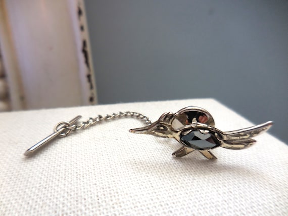 Small Native American Roadrunner Hematite Tie Pin Vintage | Etsy