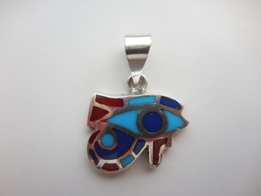 Vintage Egyptian Eye of Horus Blue and Red Enamel Sterling Silver ...