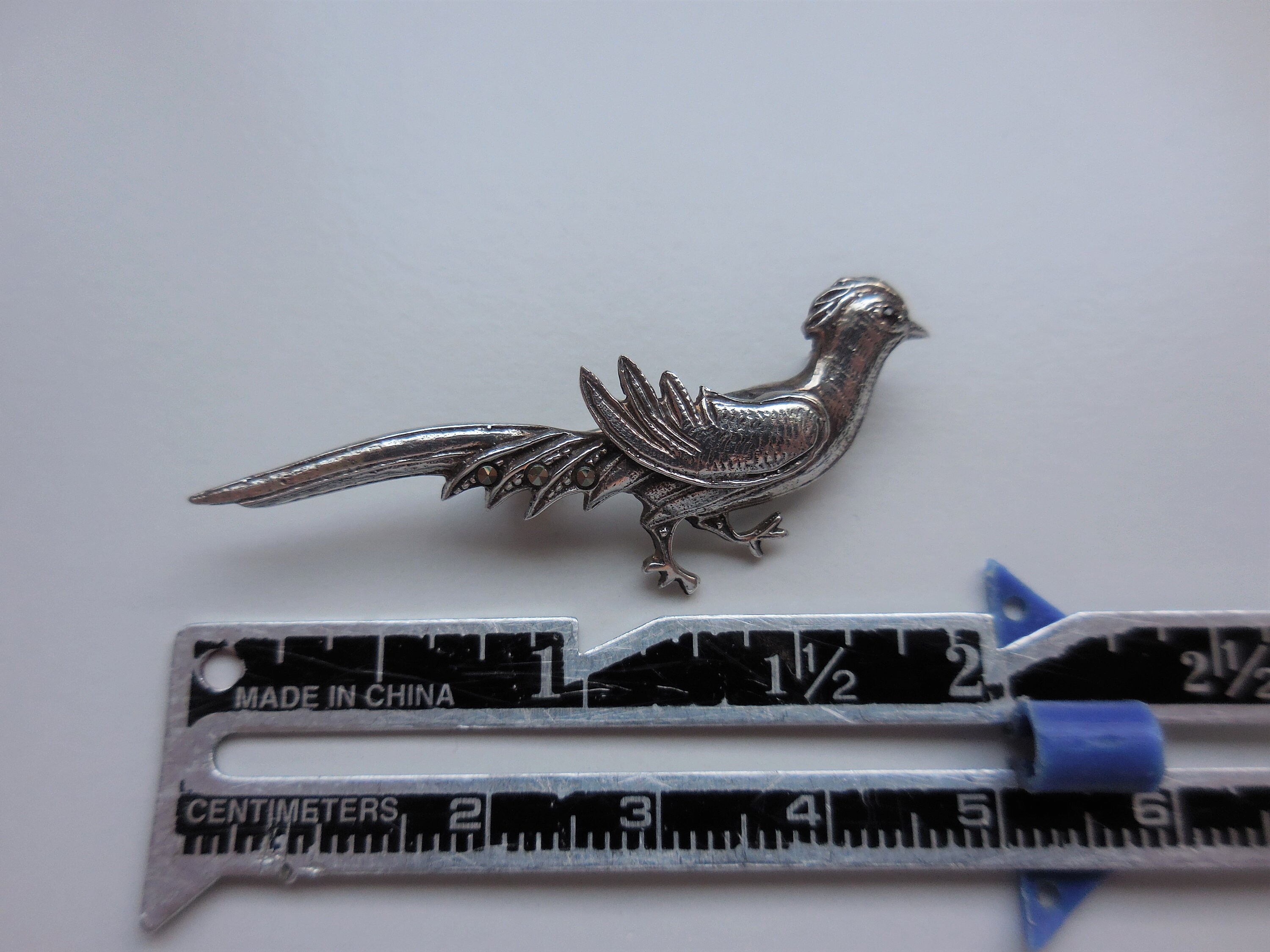 Vintage Bird Pin 925 Sterling Silver With Marcasite Eye - Etsy UK
